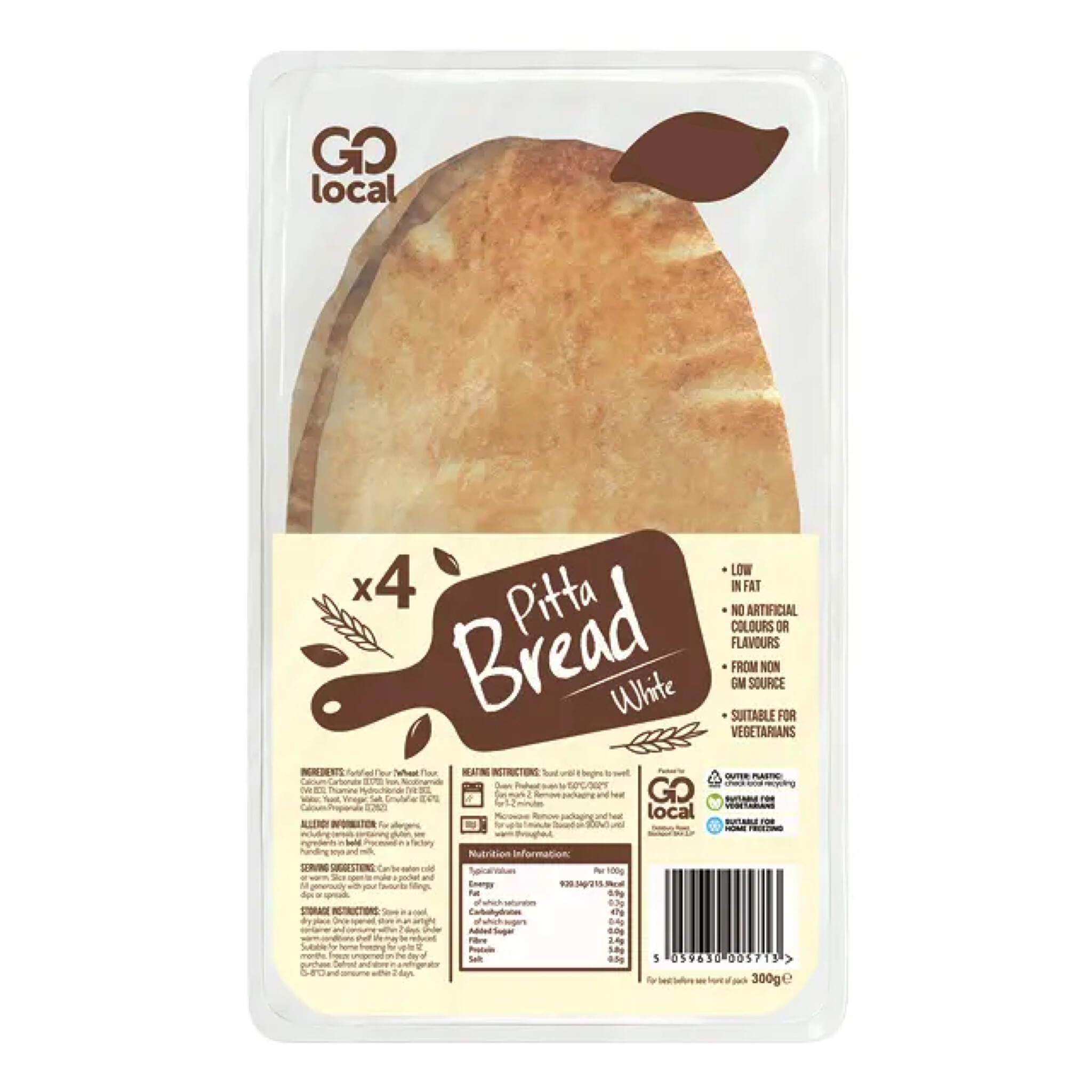 Go Local White Pitta Bread 4's - Russells British Store