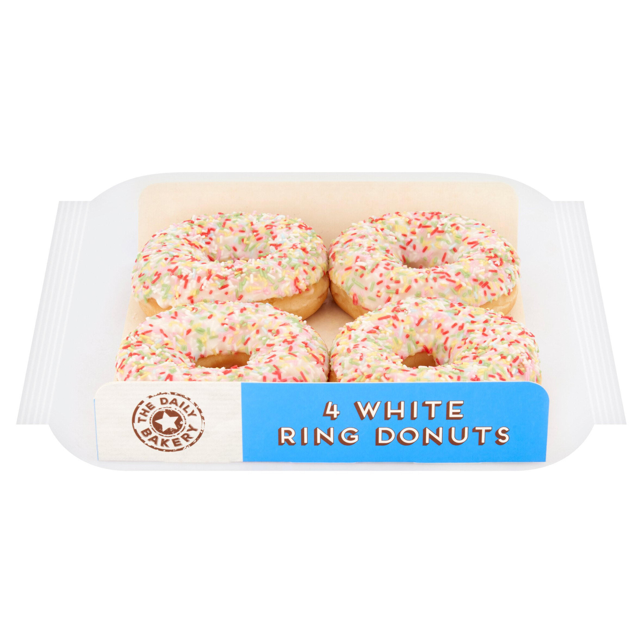 The Daily Bakery 4pk White Ring Donuts - Russells British Store