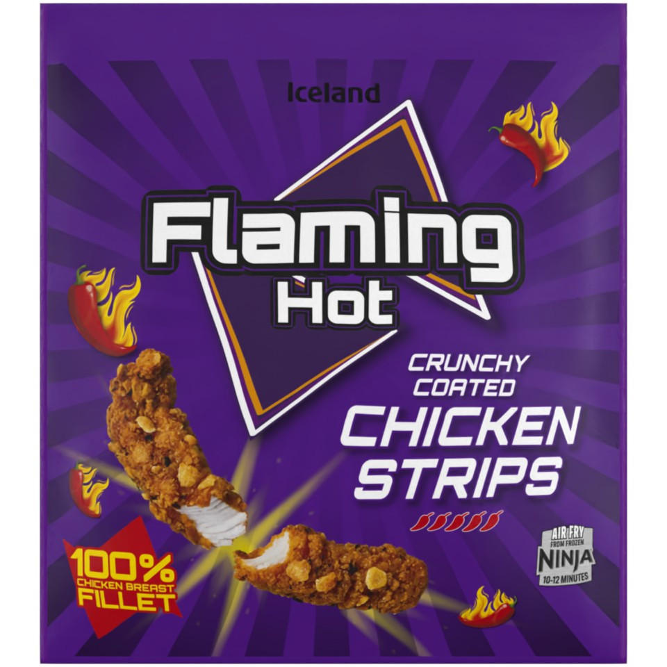 Iceland Flaming Hot Crunchy Coated Chicken Strips 500g - Russells ...