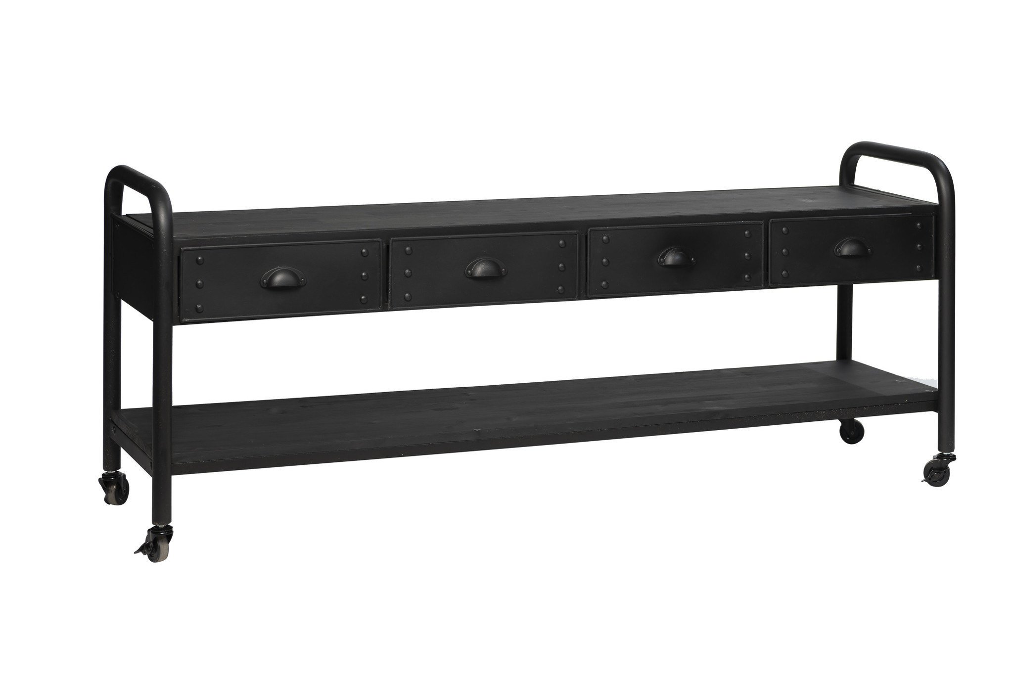 Industrieel TV-meubel laag 2.0 | Zwart - Rootsmann