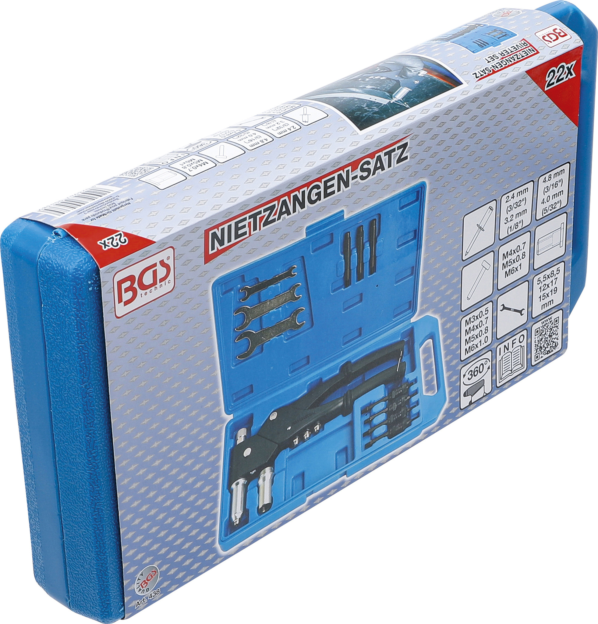 BGS Popnageltang-set voor standaard popnagels, popmoeren en klinkbouten ...