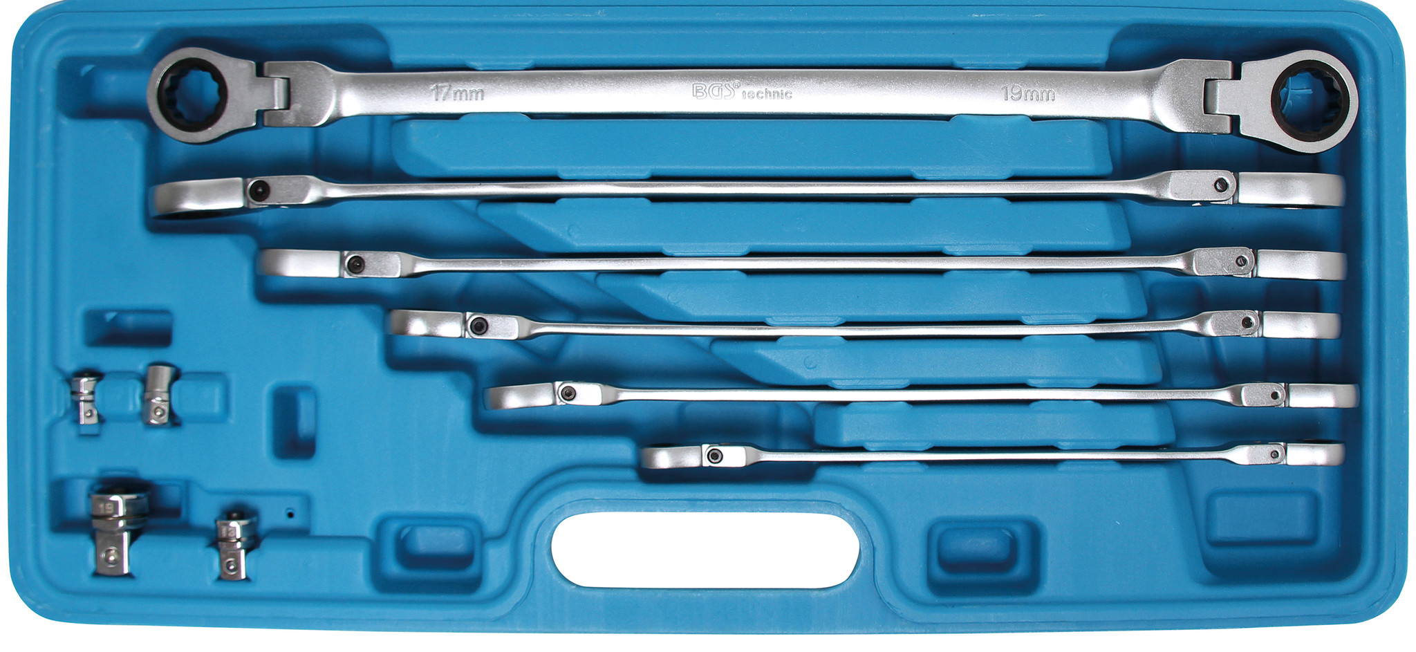 BGS Ratel knie ringsleutelset 8 - 19 mm 10 delig - Goedkoopgereedschap.nl