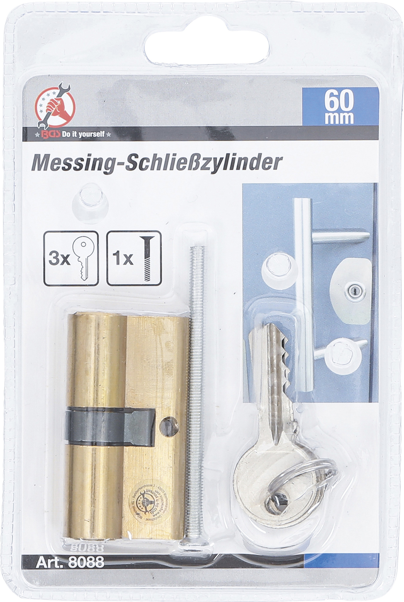 BGS Cilinderslot messing 60 mm - Goedkoopgereedschap.nl