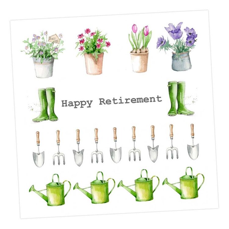 Embellished Gardening Retirement Card - Seasons Green
