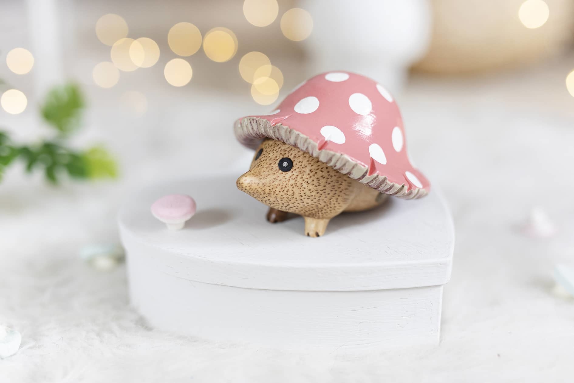Wooden Toadstool Hedgehog - Seasons Green