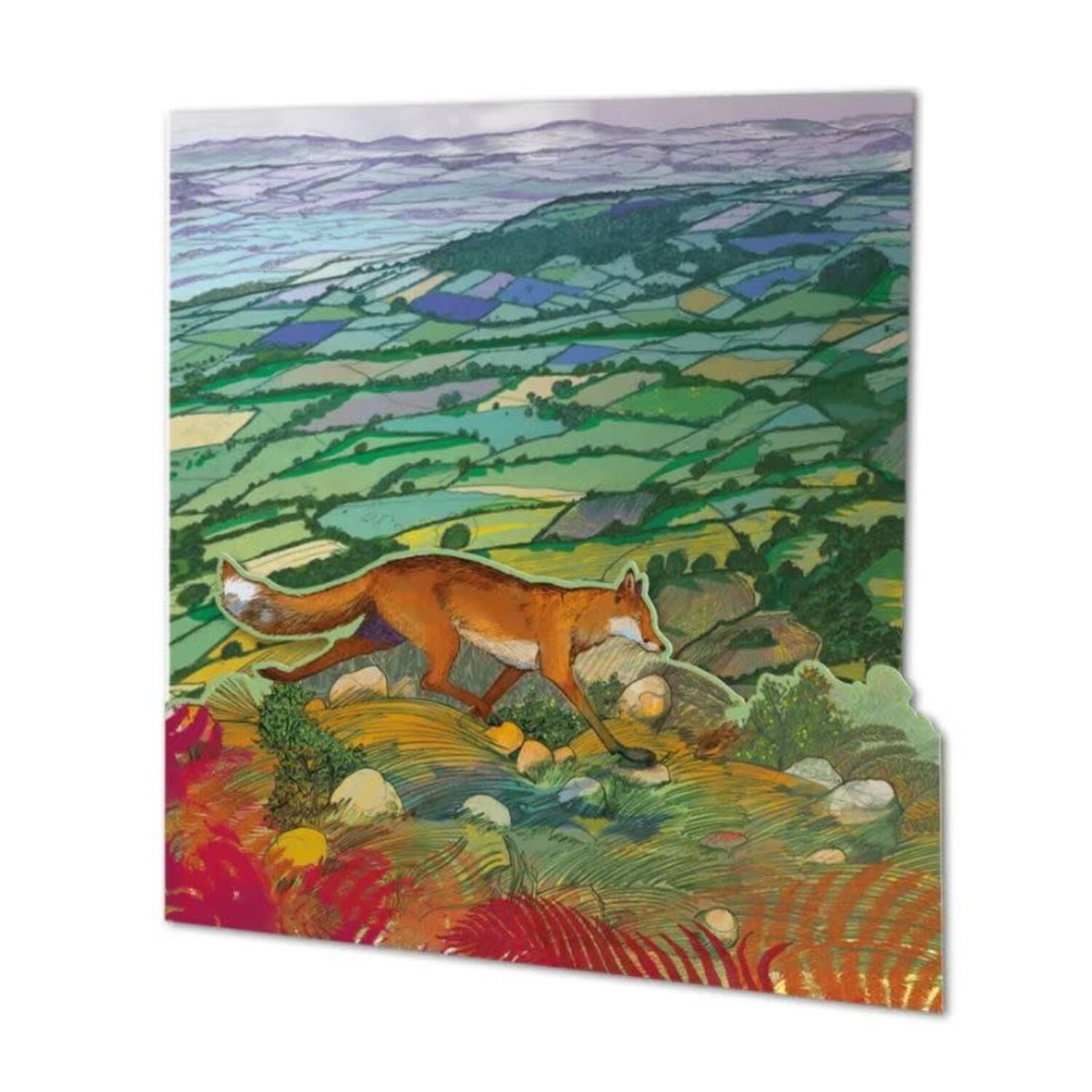 Fox Die-Cut Card - Seasons Green