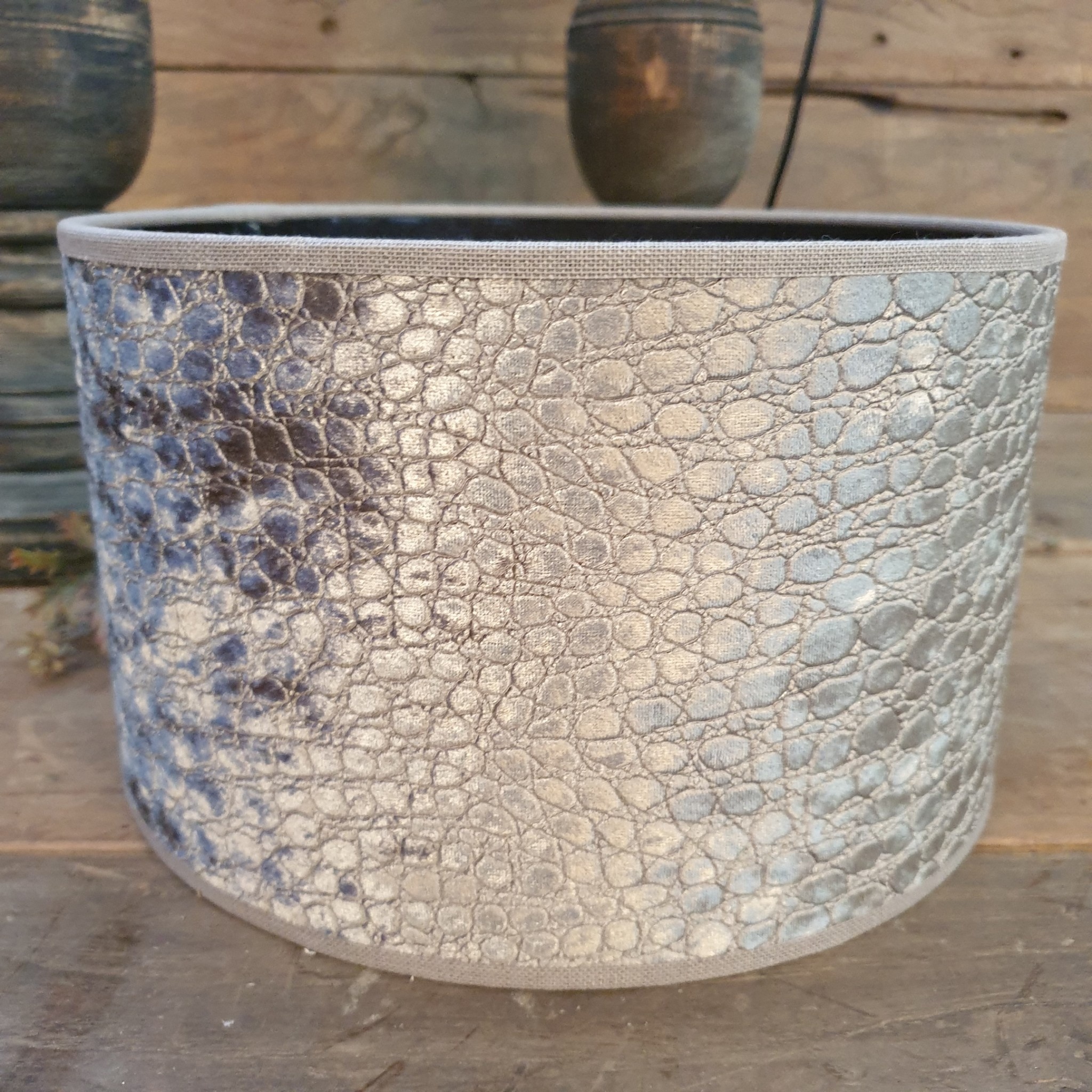 2082 - KKL - lampenkap - zilver croco - 25cm - Woonwinkel Pommelientje