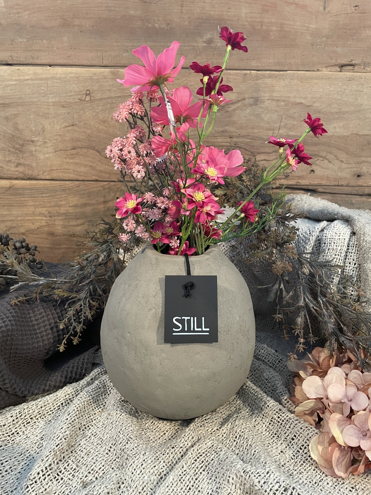 Taupe gemeleerde vaas - aardewerk - ca. 20 x 20 cm - serie "Taupe ...