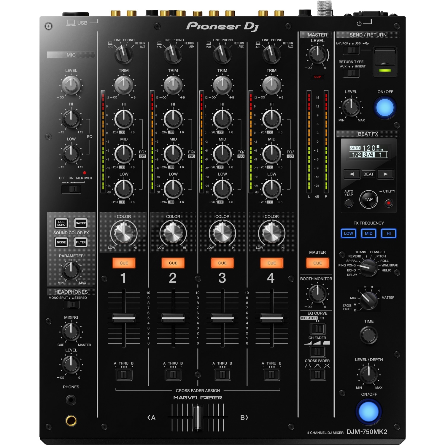 Pioneer DJM750 Mk2 4 kanaals DVS DJ mixer - Dutch DJ Equipment