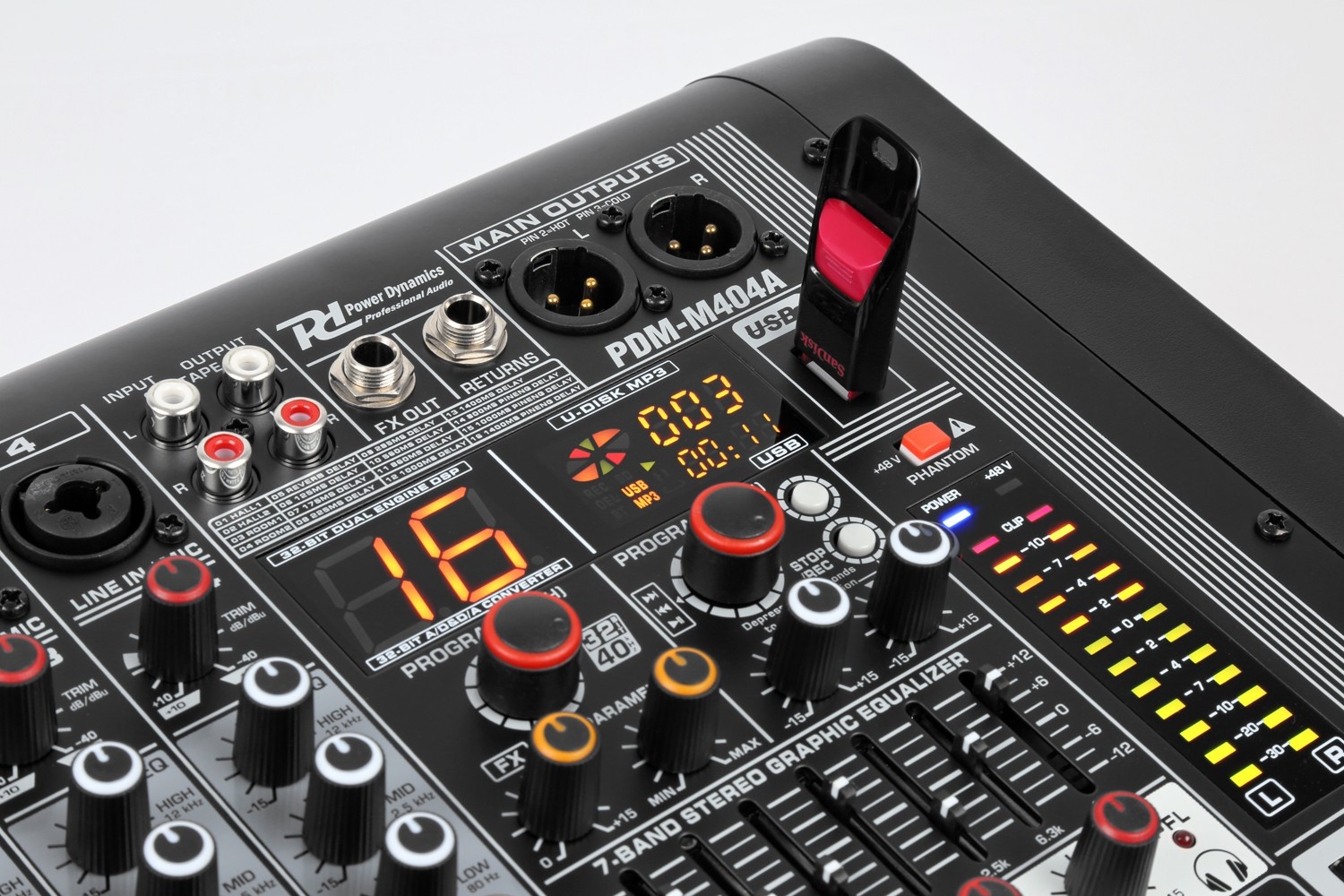 Power Dynamics PDM-M404A 4 kanaals mixer - Dutch DJ Equipment