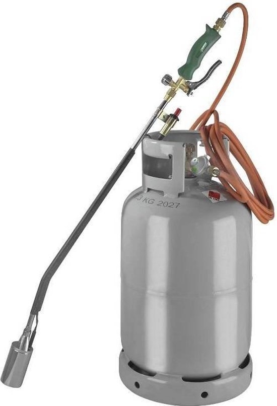 Gasbrander onkruidbrander xxl compleet piezo ontsteking, slang en druk ...