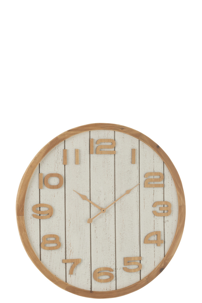 J-Line Wandklok Hout/Mdf Wit/Natuurlijk Groot - Avantius