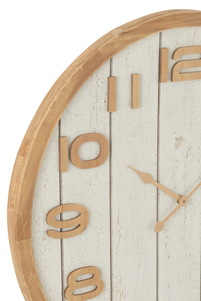J-Line Wandklok Hout/Mdf Wit/Natuurlijk Groot - Avantius