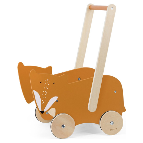 Houten speelgoed, Loopkar - Duwkar Mr. Fox - Blik op Hout