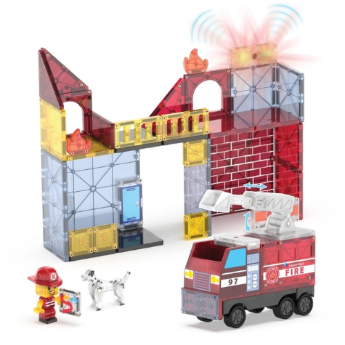 Magna-tiles, Brandweergarage (50 stuks) - Blik op Hout