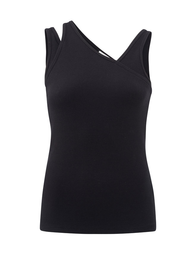 yaya S23 rib top with double strap black - BIEN