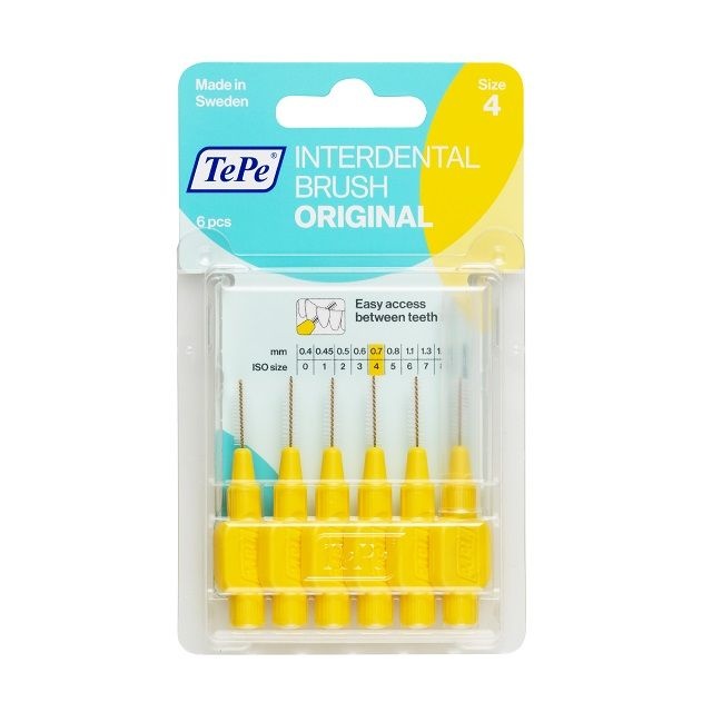 TePe Interdentale ragers origineel geel 0,7mm - 6st - deonlinetandarts.nl