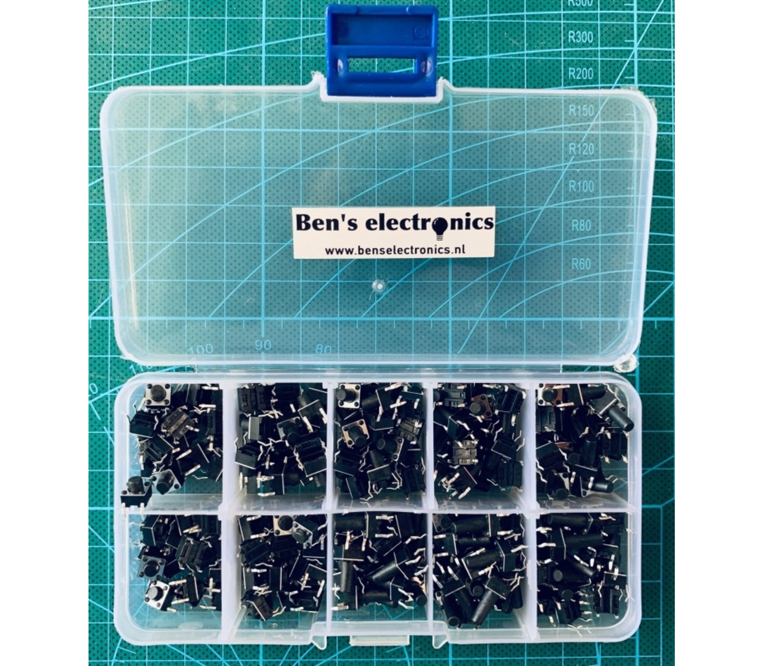 Tactile push button set 200 stuks 10 types - Ben's electronics
