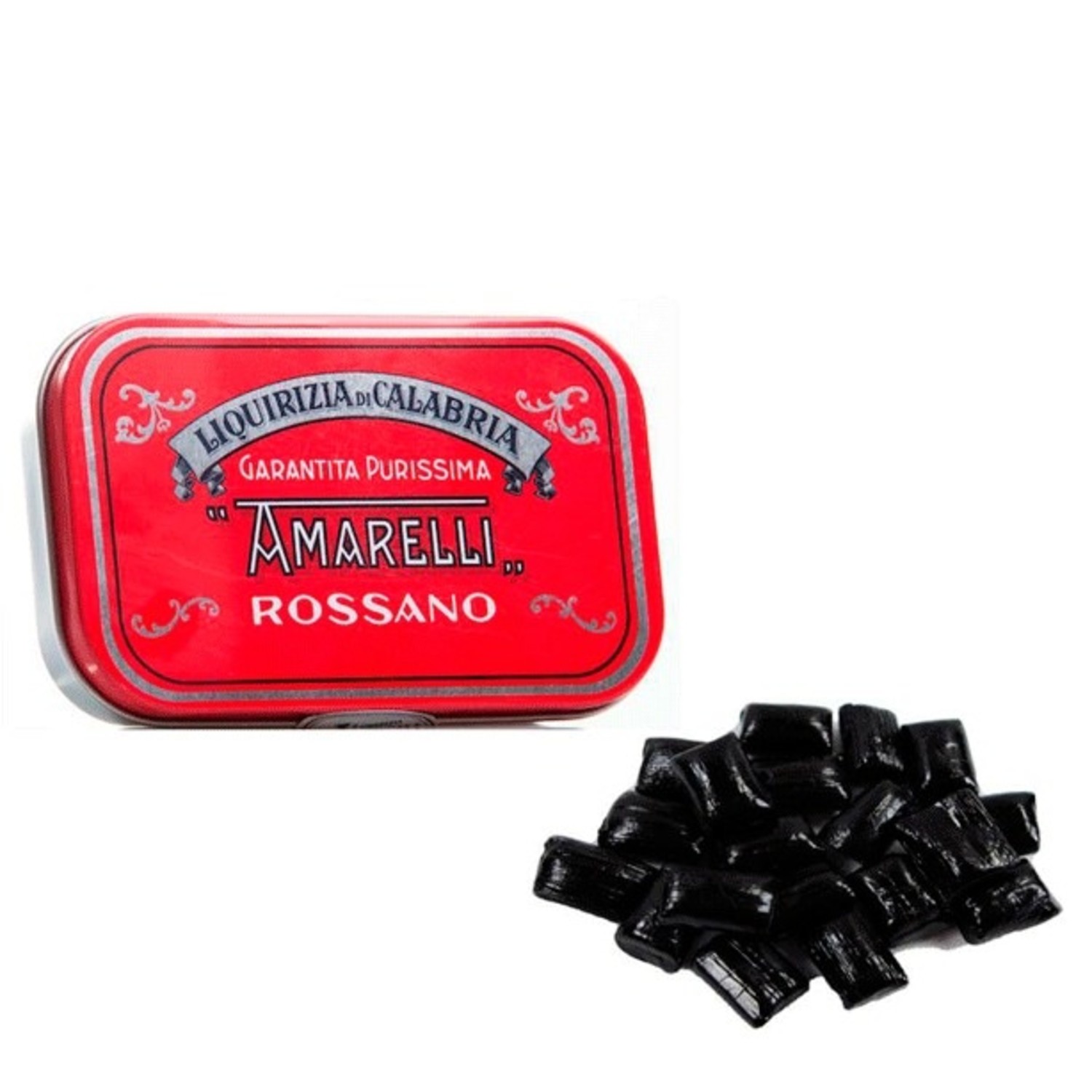 Laurierdrop Amarelli kleine stukjes in blik - the art of tea.