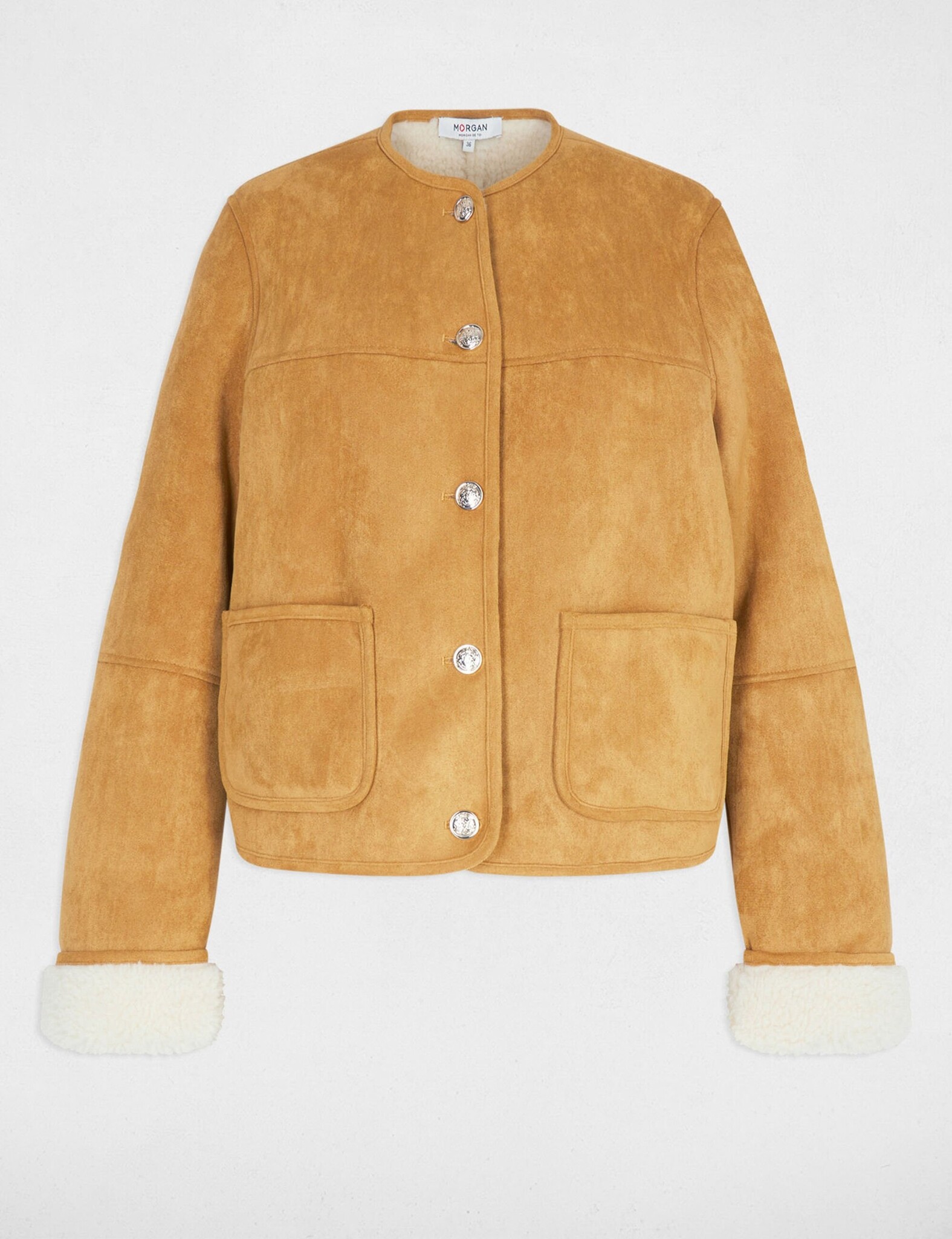 Short Faux Fur Jacket 252-Gpoli Camel - Sam Piace