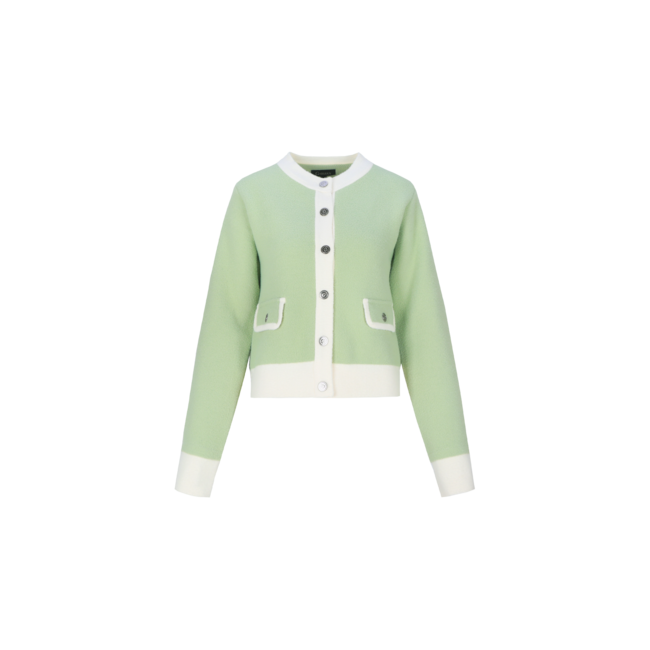 G-maxx Maisy Knit Jacket Light Moss/Wool White - Sam Piace