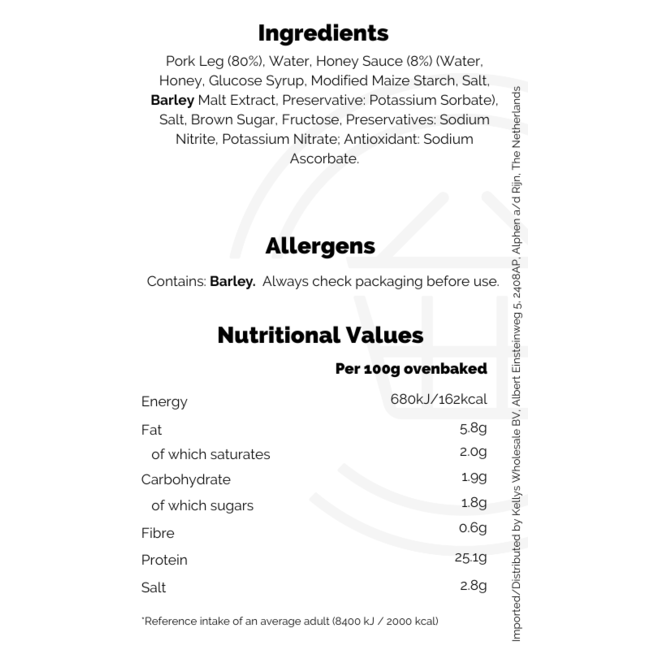 Iceland Gammon Honey Joint 12 x 600g - Kellys Wholesale & Distribution