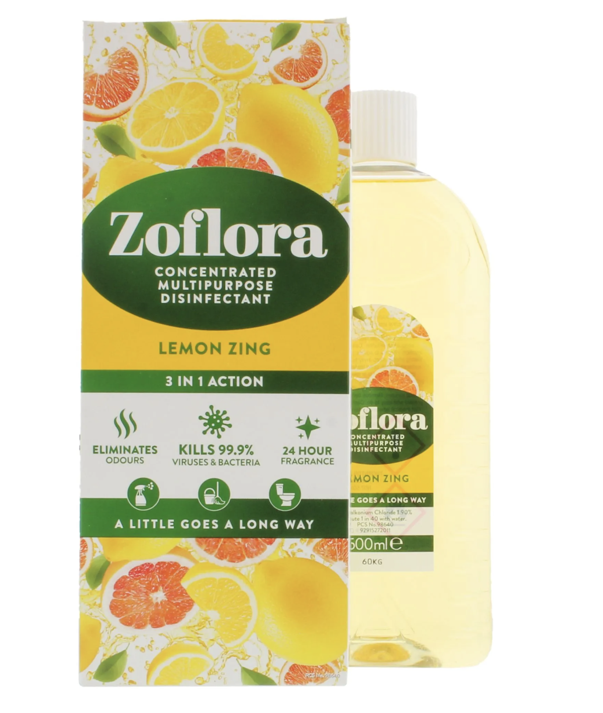 Zoflora Concentrated Disinfectant Lemon Zing 12x500ml - Kellys ...
