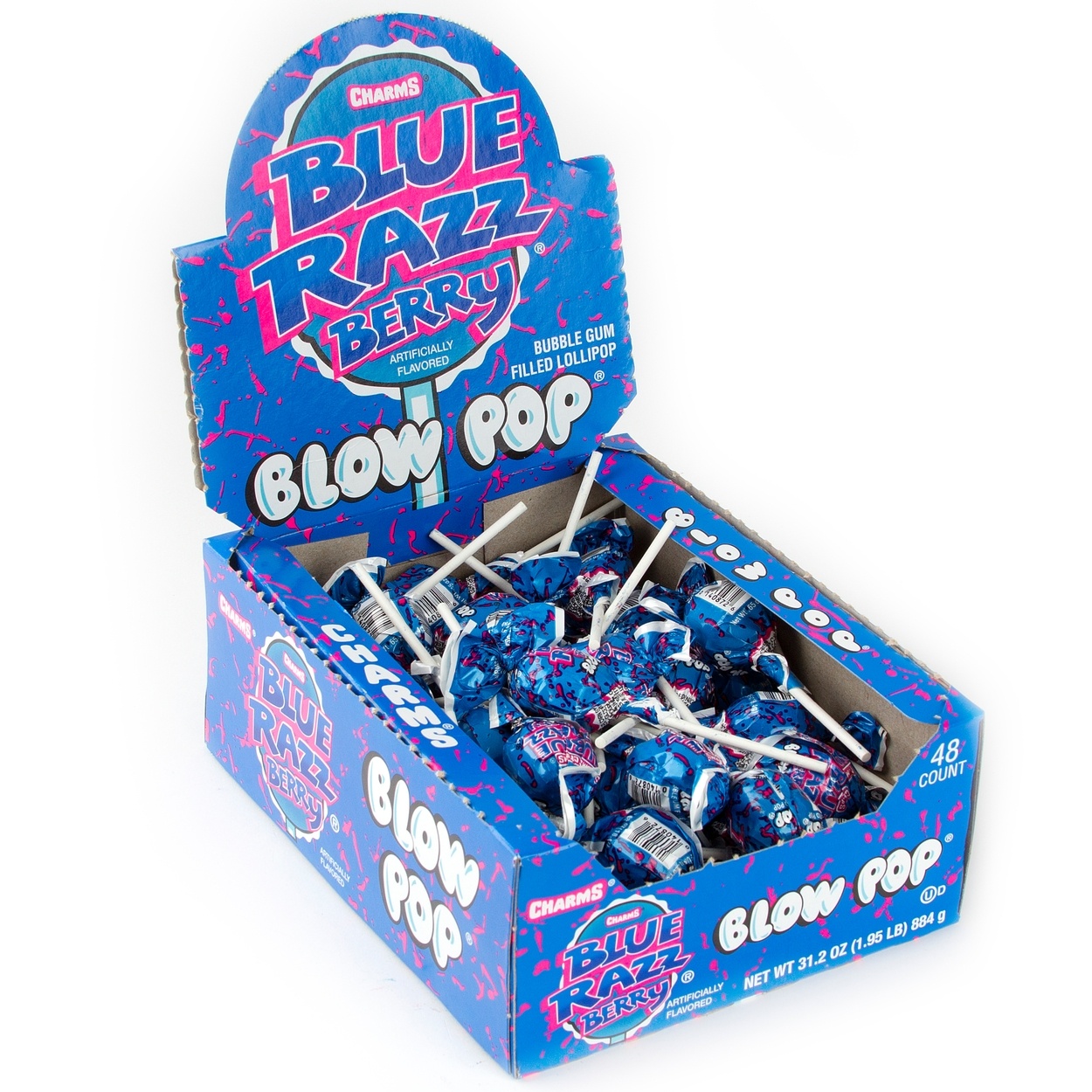 Charms Blow Pop Blue Razz Berry 1 x 48ct - Kellys Wholesale & Distribution