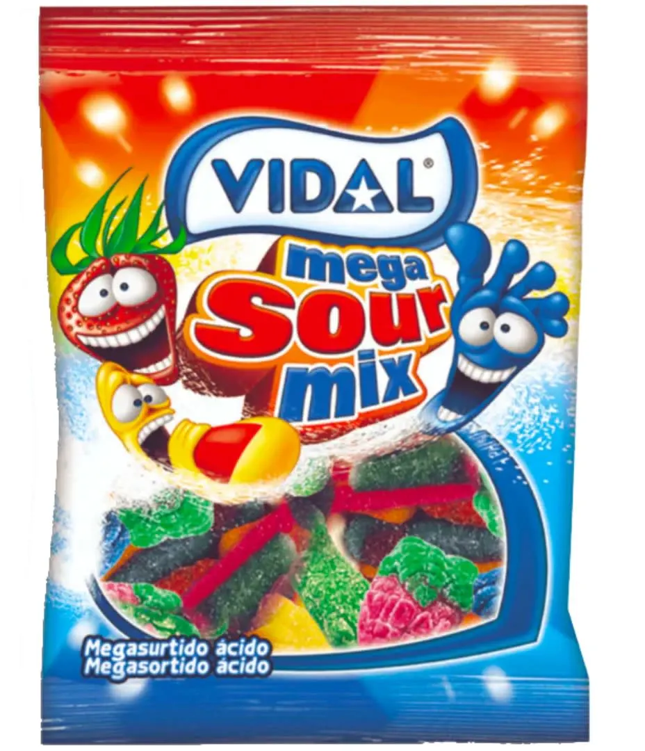 Vidal Mega Sour Mix 14x90g - Kellys Wholesale & Distribution