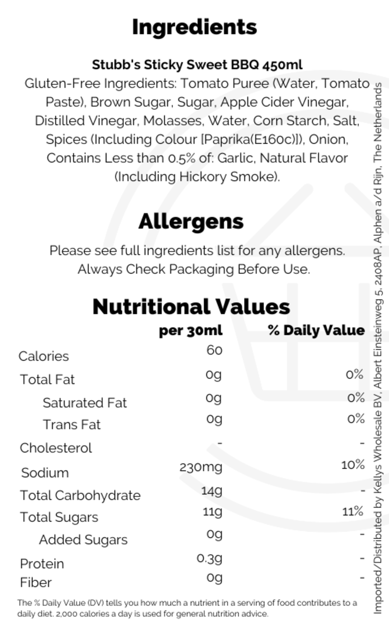 Stubb's Sticky Sweet BBQ 6x450ml - Kellys Wholesale & Distribution