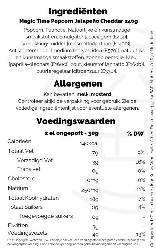 Magic Time Jalapeno Popcorn 12x240g | American Snacks & Popcorn ...