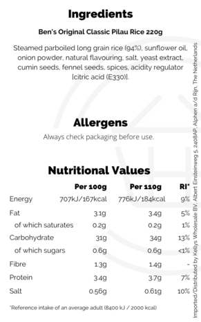 Ben's Original Classic Pilau Rice 6x220g - Kellys Wholesale & Distribution