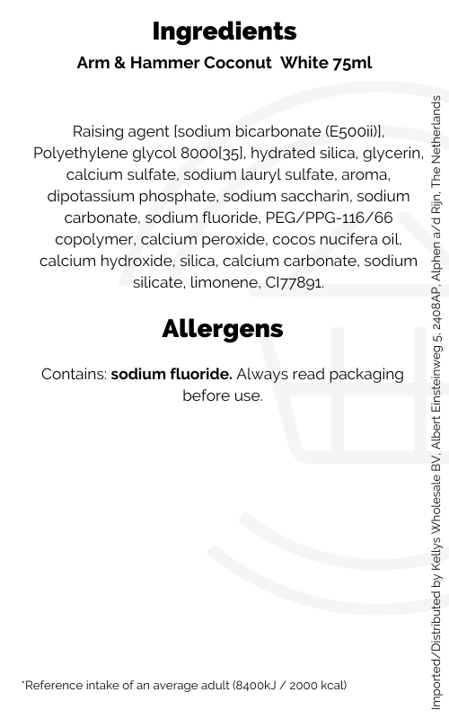 Arm & Hammer Tooth Paste Coconut 12x75g | USA Wholesaler - Kellys ...