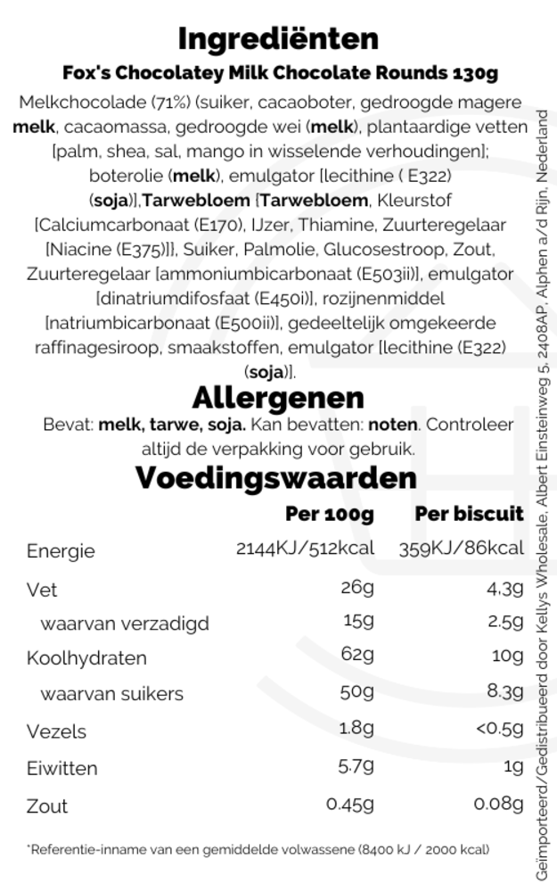 Fox's Chocolatey Milk Chocolate Rounds 12x130g - Kellys Wholesale ...