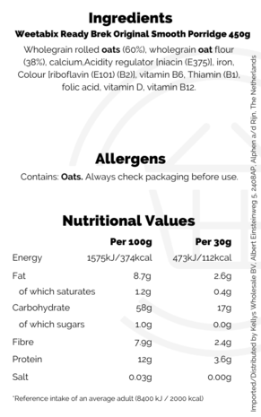 Weetabix Ready Brek 6X450g | British Breakfast Cereal - Kellys ...