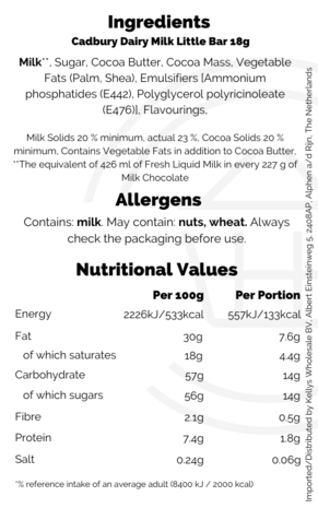 Cadbury Dairy Milk Little Bars 60x18g | Cadbury's Chocolate | British ...