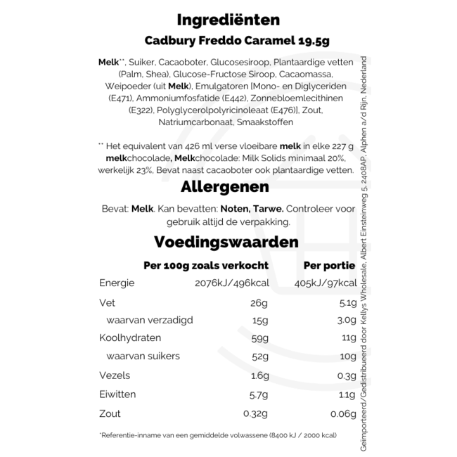 Cadbury Freddo Caramel 60x19.5g - Kellys Wholesale & Distribution