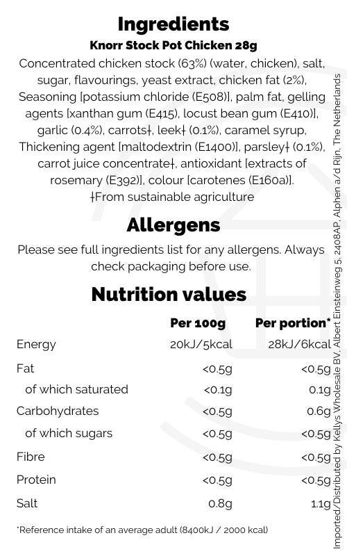 Knorr Stock Pot Chicken 8x4x28g | British Cooking Ingredients - Kellys ...