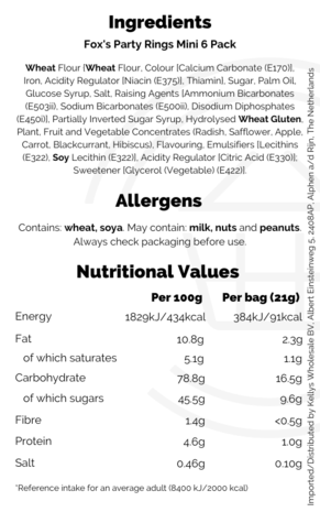 Fox's Party Rings Minis 8x6x21g | British Biscuits & Cookies Wholesale ...