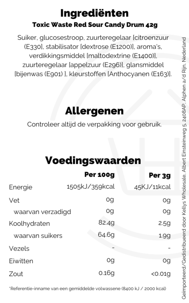 Toxic Waste Red Sour Candy Drum (12 x 42g) | Amerikaanse Snoep - Kellys ...