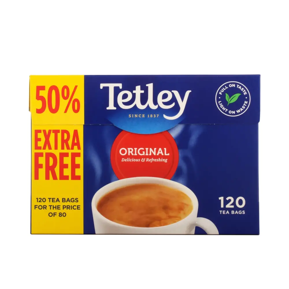 Tetley Tea Original 50% free 6x120's - Kellys Wholesale