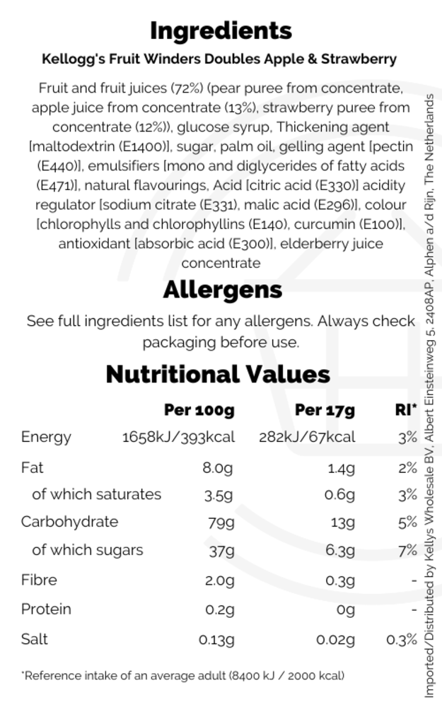 Kellogg's Fruit Winder Strwb & Apple 5pk 10x5pk | British Sweets ...