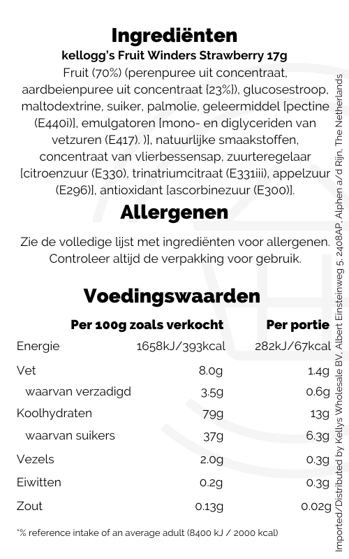 Kellogg's Fruit Winder Strawberry 5pk 10x5pk | British Sweets - Kellys ...