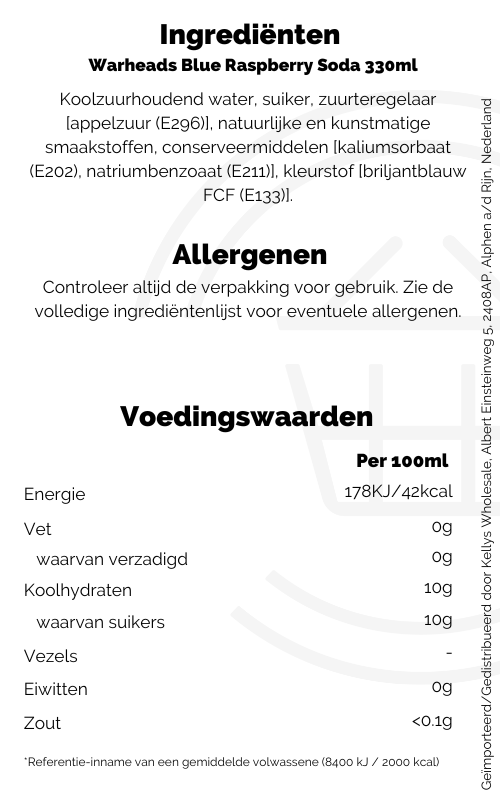 Warheads Blue Raspberry Sour Soda 12x355ml | American Drinks | USA ...
