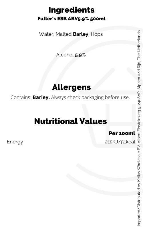 Fuller's ESB ABV5.9% 8x500ml - Kellys Wholesale & Distribution