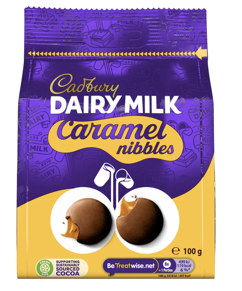 Cadbury Caramel Nibbles Bag 10x100g - Kellys Wholesale & Distribution