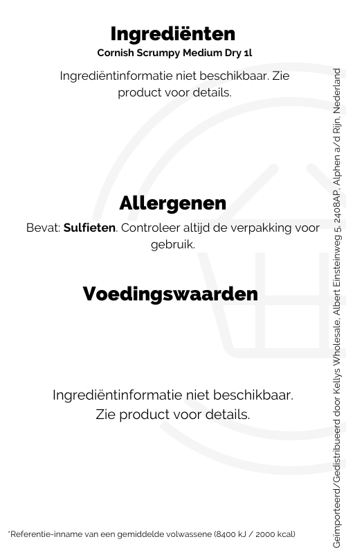 Cornish Scrumpy Medium Dry 6x1l - Kellys Wholesale & Distribution