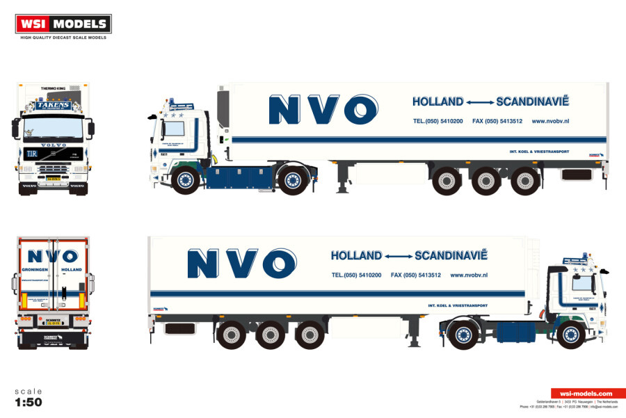 WSI Volvo F16 4x2 met 3-assige koeloplegger TAKENS INTERNATIONAAL TRAN ...