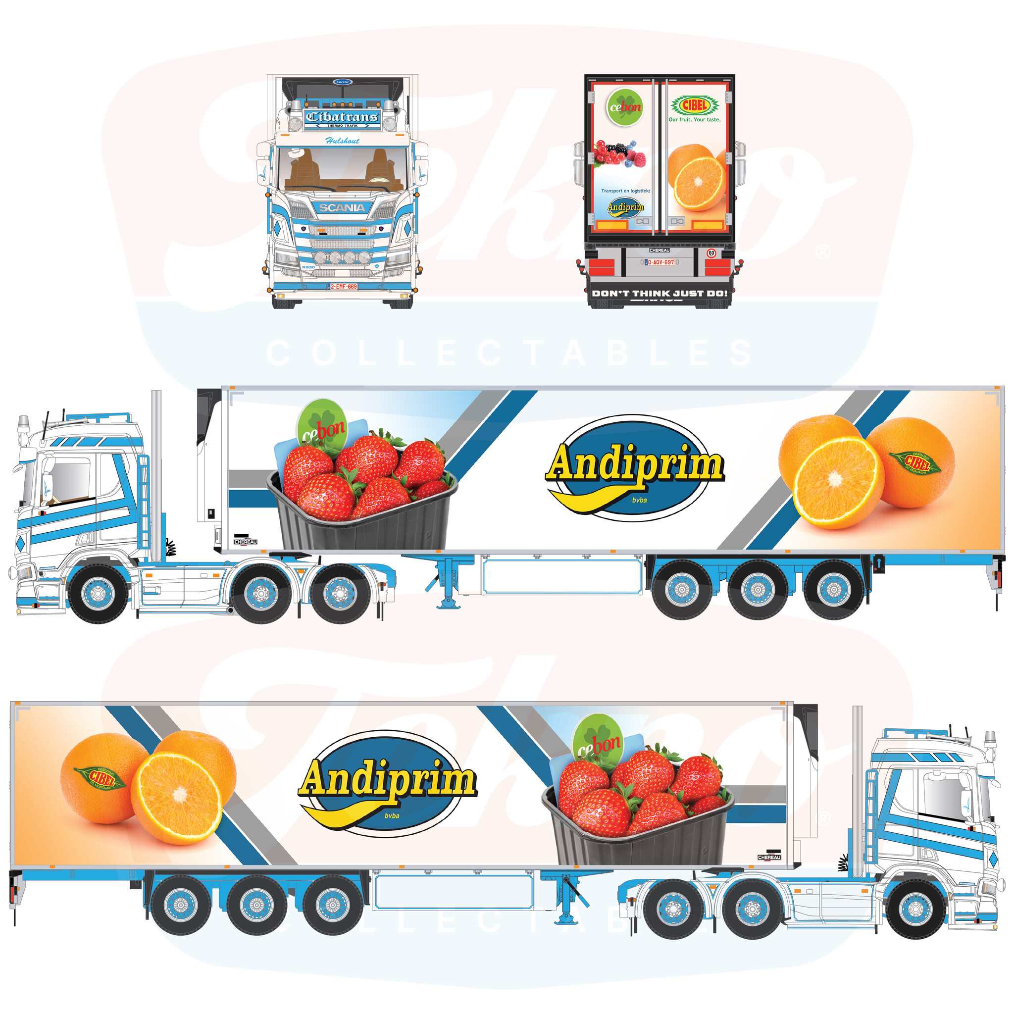 Tekno Scania Next Gen R530 V8 6x2 with 3-axle reefer trailer CIBATRANS ...
