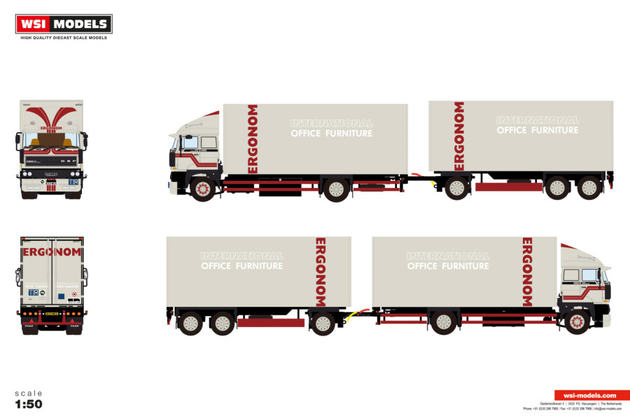 WSI DAF 3300 rigid box truck with 3-axle drawbar turntable trailer ARG ...